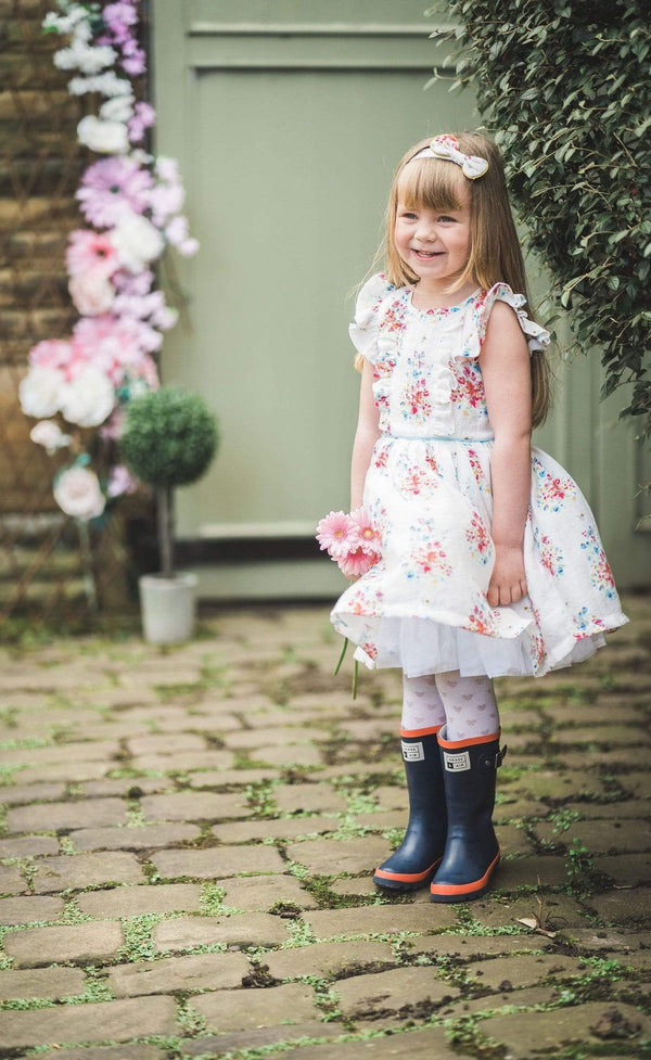 girls white blue pink frill sleeve pin tucks petticoats lined vintage ...